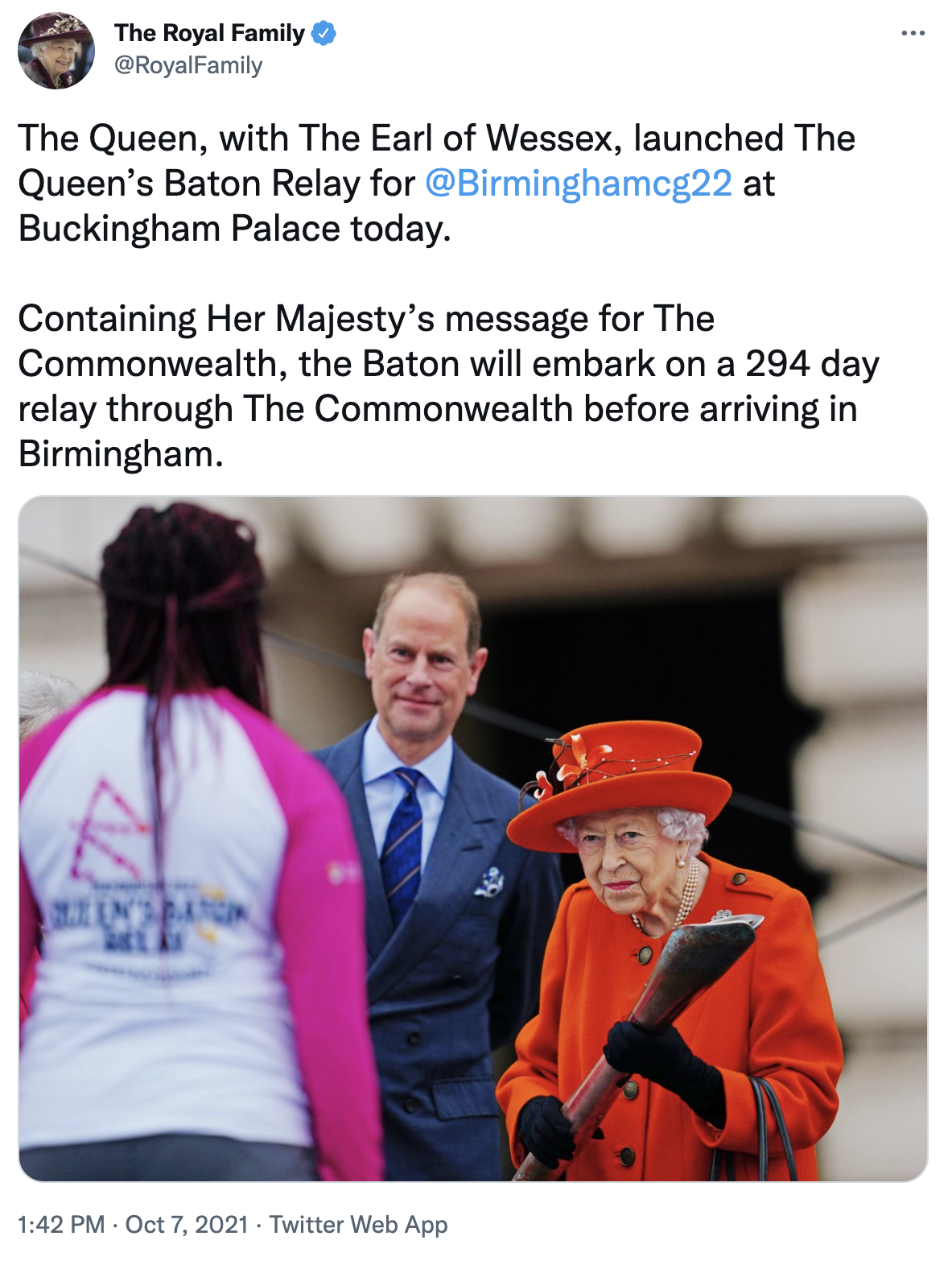 The Queen launches the Birmingham 2022 Queen's Baton Relay - The ...